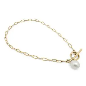 CLEMENCE WREN T-bar Freshwater Pearl Chain Bracelet - Gold