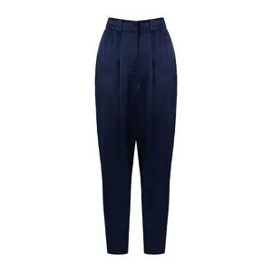 Women's Navy Silk Pants