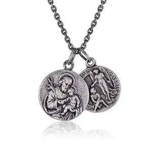 CARTOGRAPHY Necklace In Sterling Silver With St. Joseph And St. Raphael Pendants - Grey/silver