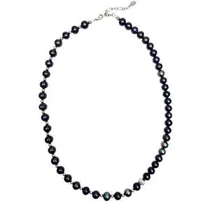 FARRA Bead Necklace With Sterling Silver Components - Purple