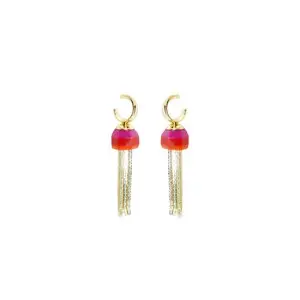 GISSA BICALHO Acrylic Butterfly Fringe Earrings - Red
