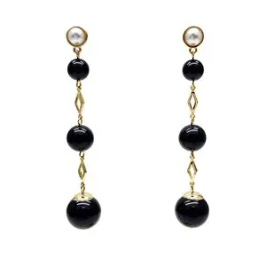 FARRA Obsidian Dangle Earrings - Black