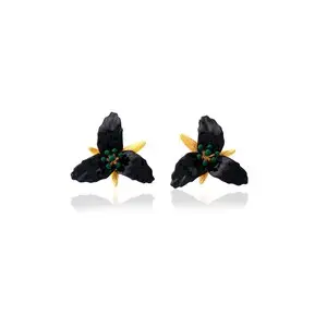 MILOU JEWELRY Lily Flower Stud Earrings - Black