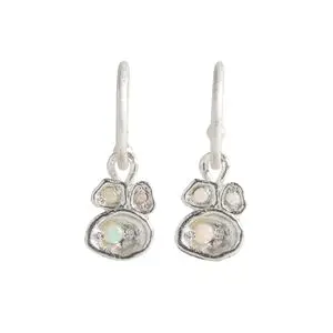 CLAIRE HILL DESIGNS Opal Lichen Hoop Earrings - Silver