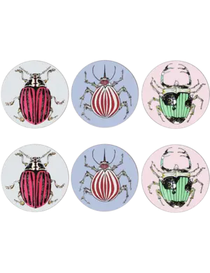 BELL HUTLEY Set Of Six Beetle Placemats - Black