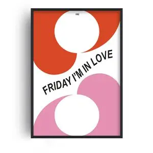 FANCLUB Red / Pink Friday I'm In Love The Cure Music Inspired Giclée Art Print A2 - Red/pink