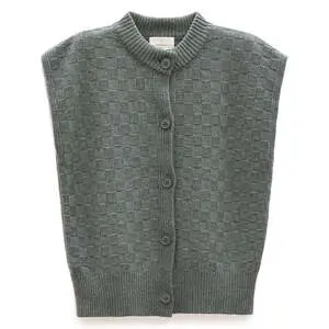 PERALUNA Yvette Buttoned Knit Vest - Green