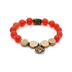 EBRU JEWELRY Carnelian Yoga Bracelet - Gold/red