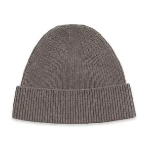PAUL JAMES KNITWEAR Lightweight Merino Cashmere Ribbed Beanie - Grey