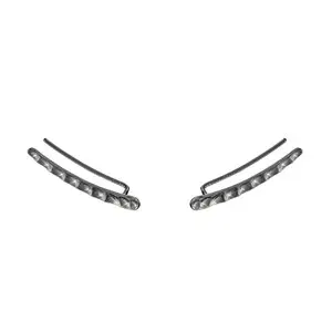SALLY SKOUFIS Honeycomb Ear Climber In Premium Rhodium Black