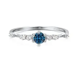 AZURA JEWELRY NEW YORK Center Of The Universe Blue Topaz Ring - Silver