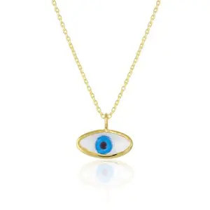SPERO LONDON Transparent Glass Evil Eye Sterling Silver Necklace - Gold