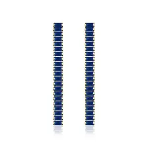 RARE MATTERS JEWELRY Linear Crystal Beam Earrings - Blue