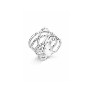 GOLD & HONEY Diamond-cut Sterling Crossover Ring - Silver