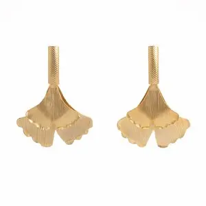 MERAKI BY RASHMI BAJAJ Plated Ginkgo Leaf Dangle Earrings - Gold