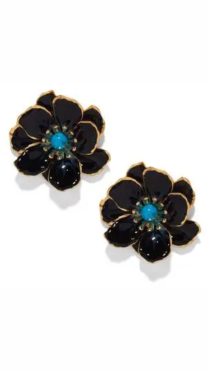 THE PINK REEF Flower Jewel Earrings - Black