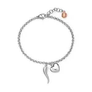 UNALOE Sterling Italian Horn & Heart Charm Bracelet - Silver