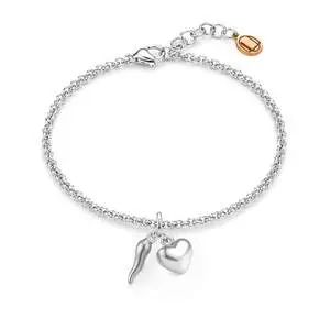 UNALOE Sterling Italian Horn & Heart Charm Bracelet - Silver