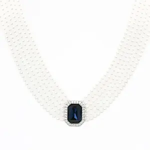 MISS CECILIA Victoria Pearl Choker Necklace - Blue