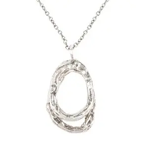 DE ROMS Two Together Molten Irregular Hoops Necklace - Silver