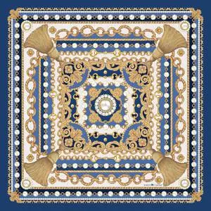 EMILY CARTER Black / Blue The Pearl Baroque Pocket Square - Black/blue
