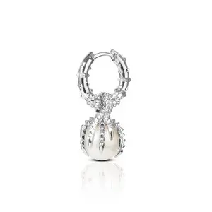 KASUN LONDON The Dragon & The Ivoory Pearl Hoop Earrings - Silver