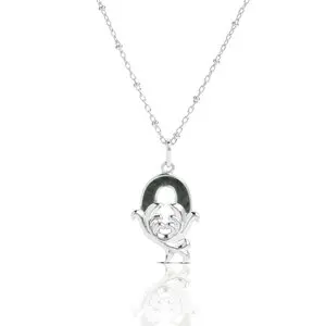 KASUN LONDON Solid Q Initial Necklace With Green Marble - Silver