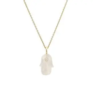 HYE JANE JEWELRY Moonstone Hamsa Pendant Necklace - White/gold