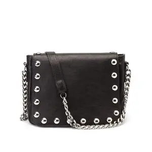 JUAN-JO Leather Studded Crossbody Bag - Black