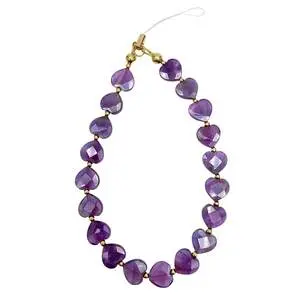 FARRA Heart Shaped Amethyst Phone Strap - Purple