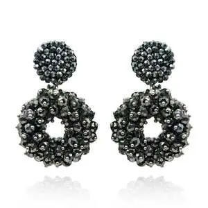 MICHAEL NASH JEWELRY Christine Hematite Glass Beaded Drop Earrings - Grey