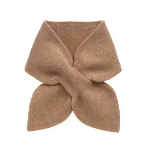 MY LITTLE NATURE Pure Cashmere Scarf Bow Tie Neck Warmer Camel Color - Brown