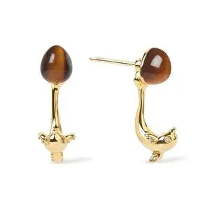 FREQNC ATELIER Dolphin Ear Jackets With Tiger Eye - Brown