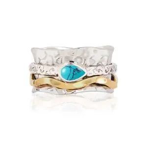 CHARLOTTE'S WEB JEWELLERY Charlotte's Web Jewellery Mixed Metal Spinning Ring With Turquoise Silver/gold/blue