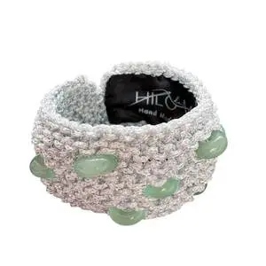 HILO DE MAR Green / Gold Narrow Bracelet With Green Crystal - Green/gold