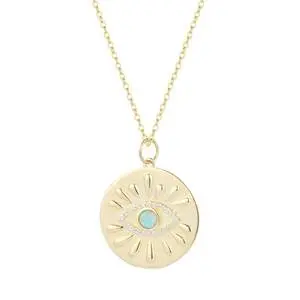 KAMARIA Evil Eye Opal Medallion Necklace - Green