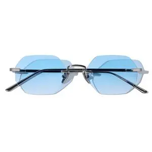 COSSINO Hexagon Rimless Sunglasses - Blue