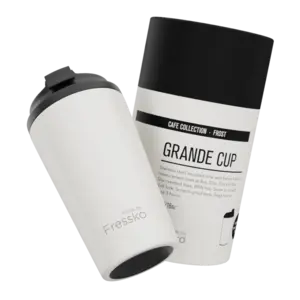 Fressko Grande 475ml/16oz Reusable Coffee Cup, Stainless Steel Frost - White