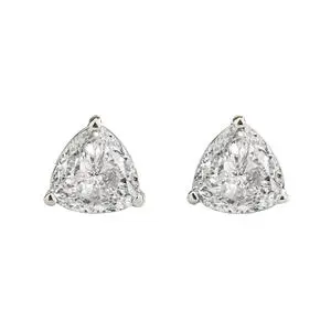 JUVETTI  Diamond Trillion Stud Earrings - White