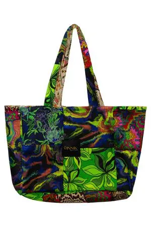BYVINNIK Patchwork Reversible Tote Bag - Blue/red