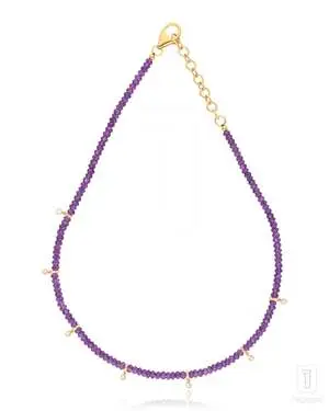 THE JEWELZ Amethyst And Diamond Beaded Necklace