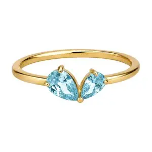 BELINDA JEWELZ Aquamarine Heart Toi Et Moi Ring - Blue