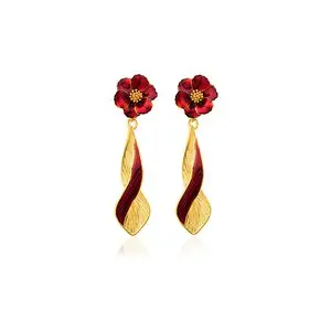 MILOU JEWELRY Gold Plated Infinity Drop Earrings - Red