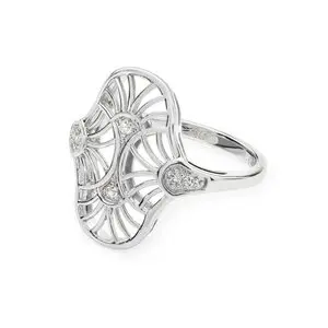 LUCY QUARTERMAINE Art Deco Oval Ring - Silver