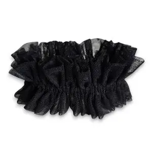 KATHY C VANG Daisy Dotted Tulle Scrunchie - Black
