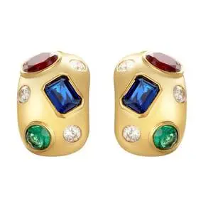 ONEWILDONE Apricity Gemstone Huggie Earrings - Gold