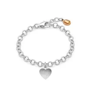 UNALOE Hammered Heart Charm Bracelet - Silver