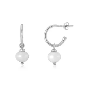 AUREE JEWELLERY Manhattan & Freshwater Pearl Hoop Earrings - Silver