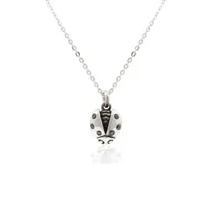 LEE RENEE Ladybird Black Diamond Pendant Necklace - Silver