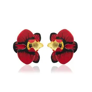 MILOU JEWELRY Orchid Flower Earrings - Red